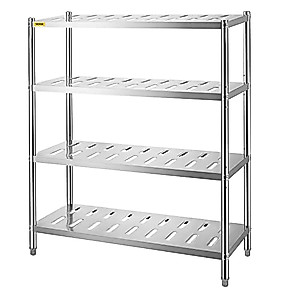 VEVOR Storage Shelf, 4-Tier Storage Shelving Unit, Stainless Steel Garage Shelf, 47.2 x 17.7 x 61 inch Heavy Duty Storage Shelving, 529 Lbs Total Capacity with Adjustable Height and Vent Holes
