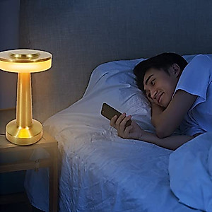 Orstarry 2 Pack Table Lamp, Portable LED Table Lamp, Rechargeable Table Lamp with 3 Brightness Touch Lights for Restaurant/Bedroom/Bar/Outdoor Party/Camping/Coffee Shop Night Lights（Gold）