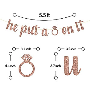 He Put a Ring On It Banner, Rose Gold Glitter Engagement Bunting, Wedding Bride Shower Party Decór Supplies
