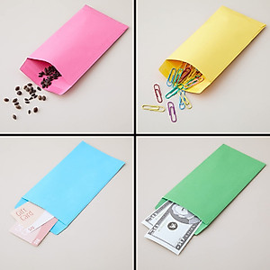 100 Pack Colorful Money Envelopes for Cash, Payroll, Money Saving, Coins, Currency, 100GSM (4 x 7 In)