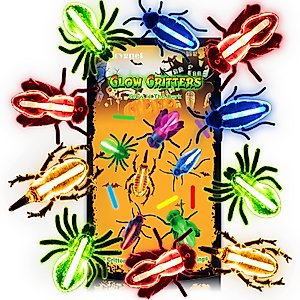 82 Pcs Glow Critters For Halloween Party Favor, Include Glow Bugs and Mini Glow Sticks, Glow in the Dark Party Toys Set for Kids, Trick or Treating Goodie Supplies, School Classroom Game Prizes