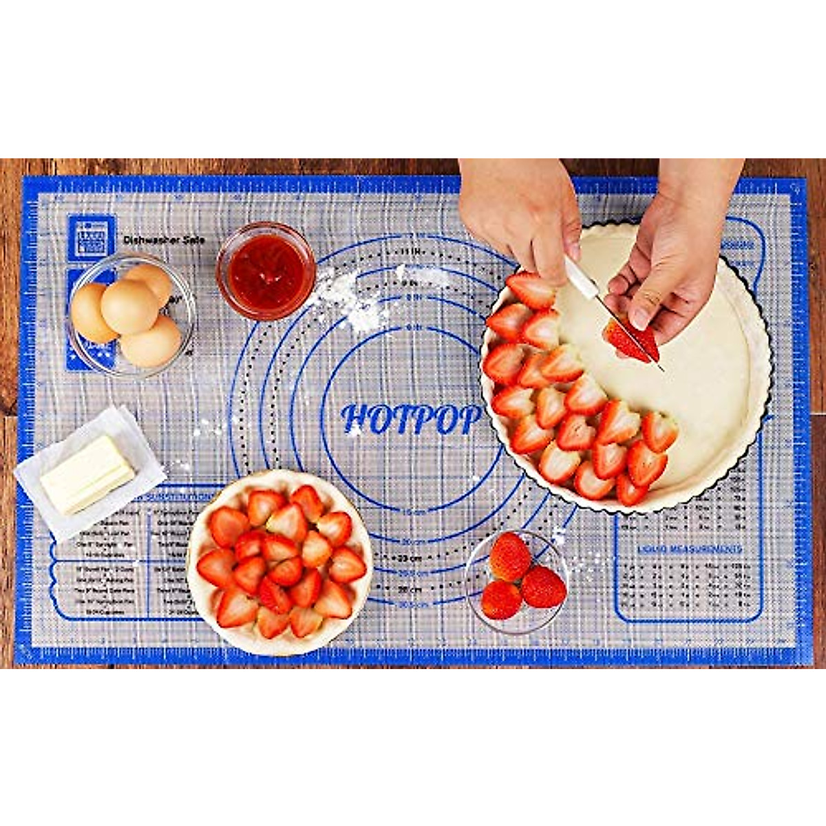 HOTPOP 26 x 16 Inches Extra Thick Nonstick Silicone Pastry & Pie Crust Mat Rolling with Measurements, Kneading and Baking Dough Pastry Pie Crust Bun - Bread Making Mat - Silicone Pie Crust Rolling Mat