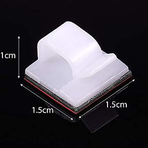 100 Pieces Cable Clips Outdoor Light Clips Cord Organizer Self Adhesive Wire Clips Mini Hooks Cable Wire Management Holder for Car Office Home Fairy Light Decoration (White, Small)