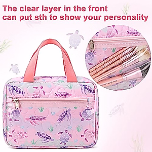 CAMTOP Makeup Bag Women Girls Cute Quilted Cosmetic Bags Travel Toiletry Purse Zipper Pouch(Pink Heart Quilted)