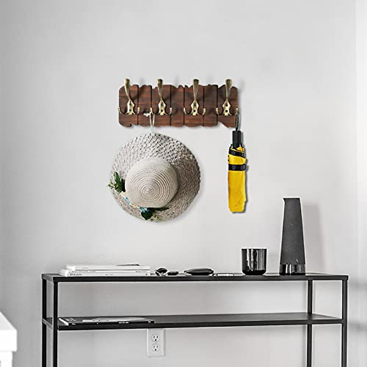 sfycc Coat Hook, Hook Rack, Wall Hook Rack, 4 Tri Hooks, Metal Clothes Hook, Rustic Coat Rack for Entryway Bathroom Bedroom Kitchen(1-Pack)