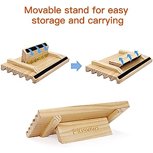 plusvivo Domino Racks with Stand Set of 4, Mexican Train Dominoes Set Trays Wooden Domino Holders for Mexican Train and Other Domino Games for Kids & Adults - Hobbies, Indoor Activities & Family Fun