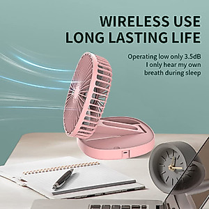 DEPOZA 7 Inch Travel Fan, Portable Folding Desk Fan with 3 Speeds, 185° Rotation, Battery Operated & Rechargeable, Quiet Small Table Fan for Bedroom, Office
