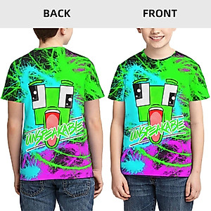 Uvkyy Boys' Short Sleeve Crewneck Tshirt Gaming t Shirts 3D Printed Graphic Tops for Teens Boys Girls Tee Small 8-10 Years Cyan-Blue