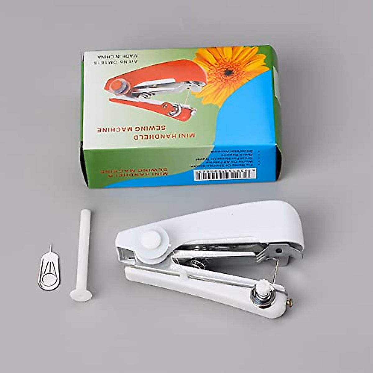 Handheld Sewing Machine, Hand Held Sewing Device Tool Mini Single Stitch Portable Cordless Sewing Machine, Essentials for Home Travel Use Repairing and Handicrafts (White)