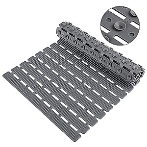 Qidordour Bath Mat for Tub Non Slip Shower Mat, 35.4 x 15.7 Inch Long Bathtub Mats with Suction Cups and Drainage Holes, Anti Slip Soft Bathroom Mat for Inside Shower Stall Tray Toilet Floor, Grey