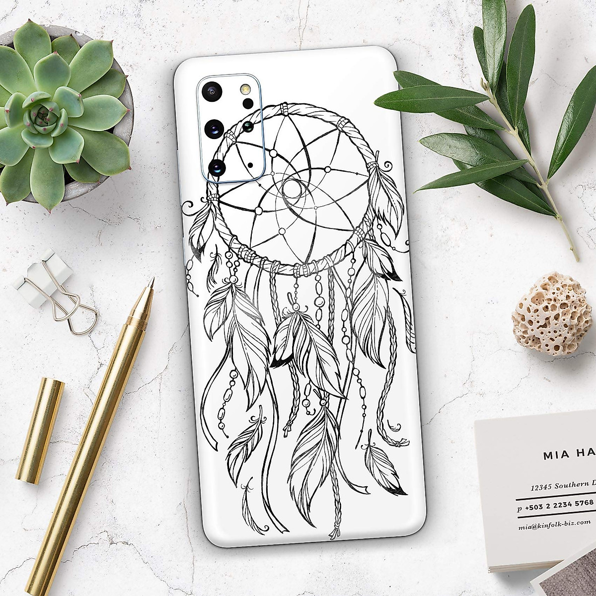 DesignSkinz Watercolor Dreamcatchers v11 Protective Vinyl Decal Wrap Skin Cover Compatible with The Samsung Galaxy S20 (Screen Trim & Back Glass Skin)