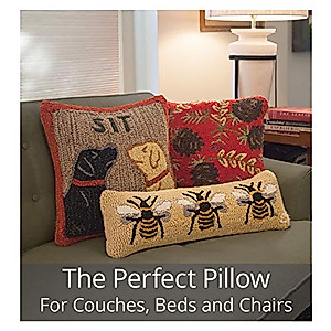 Chandler 4 Corners Artist-Designed Black Lab Begging Hand-Hooked Wool Decorative Petite Throw Pillow (8” x 12”)