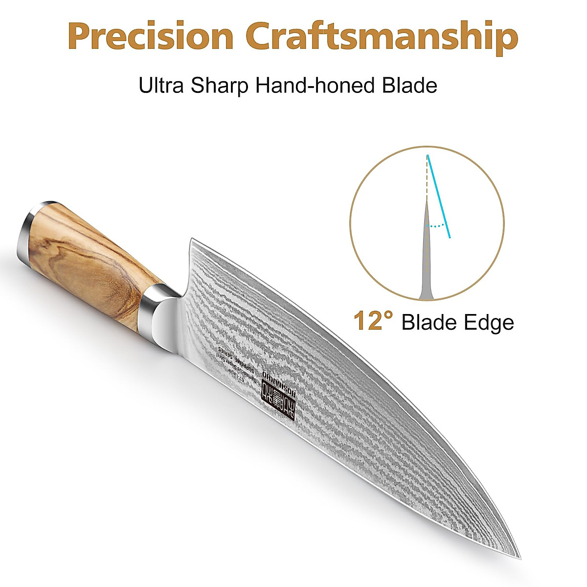 HOSHANHO Knife Set with Block 7-Piece, Professional 67-layer Damascus Super Steel Kitchen Knife Sets for Cooking, Ultra Sharp Knife Set with Sharpener