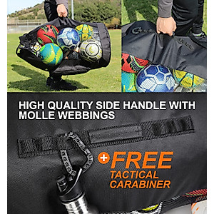 Fitdom Heavy Duty XL Soccer Mesh Equipment Ball Bag w/Adjustable Shoulder Strap Design for Coach. with an Over-Sized Front Pocket for Sporting Accessories. Best for All Outdoor & Water Gears