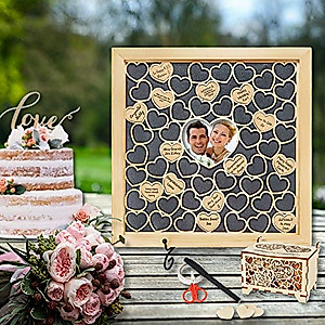 HavenSnug Guest Book Alternative Picture Frame - 55 Small and 1pc Big Wooden Heart for Funeral Guest Book, Memorial Gift, Wedding, Baby Shower, Bridal Shower, Anniversary, Birthday, Retirement