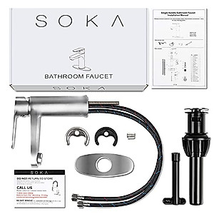 SOKA Bathroom Sink Faucet, Straight Head, Brushed Nickel