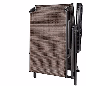 MFSTUDIO 2 Piece 5 Stages Adjustable Folding Lounge Deck Chair,Outdoor Patio Metal Beach Yard Pool Recliner Chaise - Brown