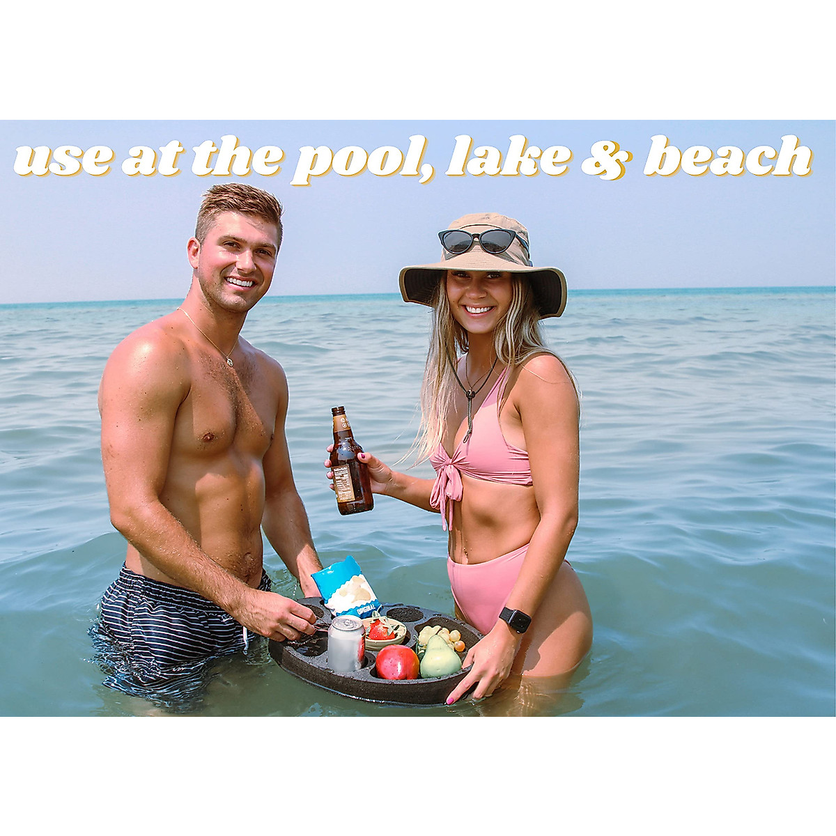 Polar Whale Floating Mini Bar Drink Holder Refreshment Table Tray for Pool Beach Party Float Lounge Durable Foam 17 Inches Large 7 Compartments UV Resistant