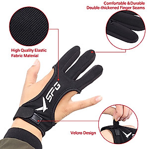 SOPOGER Archery Glove 3 Finger Gloves Youth Adult Finger Guard Protection for Recurve Bow Compound Bow Beginner Shooting Hunting Protector (Nylon Fabric, XL Size)