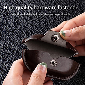 Premium Slim Business Casual Leather Case for Sony WF-1000XM4 ​with Keychain for Women Girls Men Boys Case Cover Accessories-Black