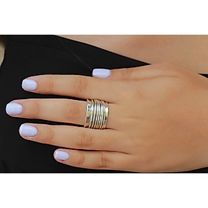 Wide Silver Ring, 7 Spinner Silver Ring, Wide Band Sterling Silver Ring, Band Ring, Thick Silver Ring, Womens Silver Ring, Men's Silver Ring Statement Jewelry Gift