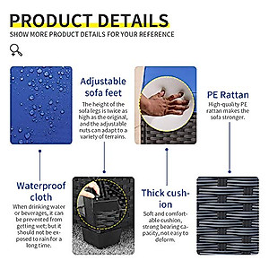 4 Pieces Patio PE Wicker Furniture Set Resin Rattan Outdoor Conversation Sofa Sets Sectional Couch with Table and Royal Blue Cushions