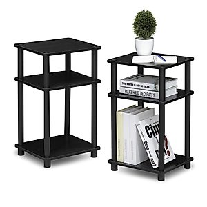 Furinno Just 3-Tier End Table and Simplistic Set of 2 End Table Bundle (2-Pack)