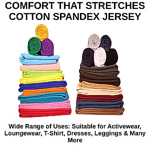 FabricLA Cotton Spandex Jersey Knit Fabric by The Yard 12OZ - 58/60" Inches (150 CM) Wide - Ultra Soft Cotton Spandex Blend - Use Our 4 Way Stretch Knit Fabric for Clothing - Black, 1 Yard