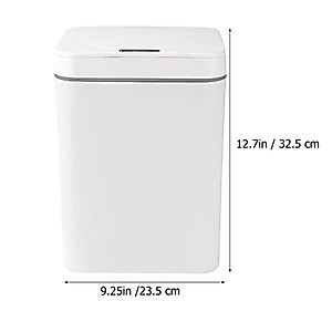 Baluue Intelligent Inductive Trash Can- Electric Contactless Garbage Can with Automatic Open Close Lid, 16Liter Rechargeable Automatic Induction Dustbin for Kitchen Home Office Bedroom (White)