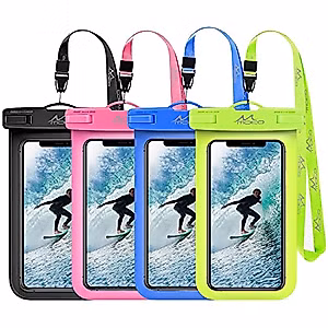 MoKo Waterproof Phone Pouch Holder [4 Pack], Underwater Phone Case Bag with Lanyard Compatible with iPhone 14 13 12 11 Pro Max X/Xr/Xs Max/SE 3, Samsung S21/S10/S9