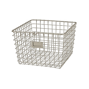Spectrum Diversified Wire, Vintage Locker Basket Style, Rustic Farmhouse Chic Steel Storage for Closets, Pantry, Kitchen, Garage, Bathroom & More, Medium, Satin Nickel PC