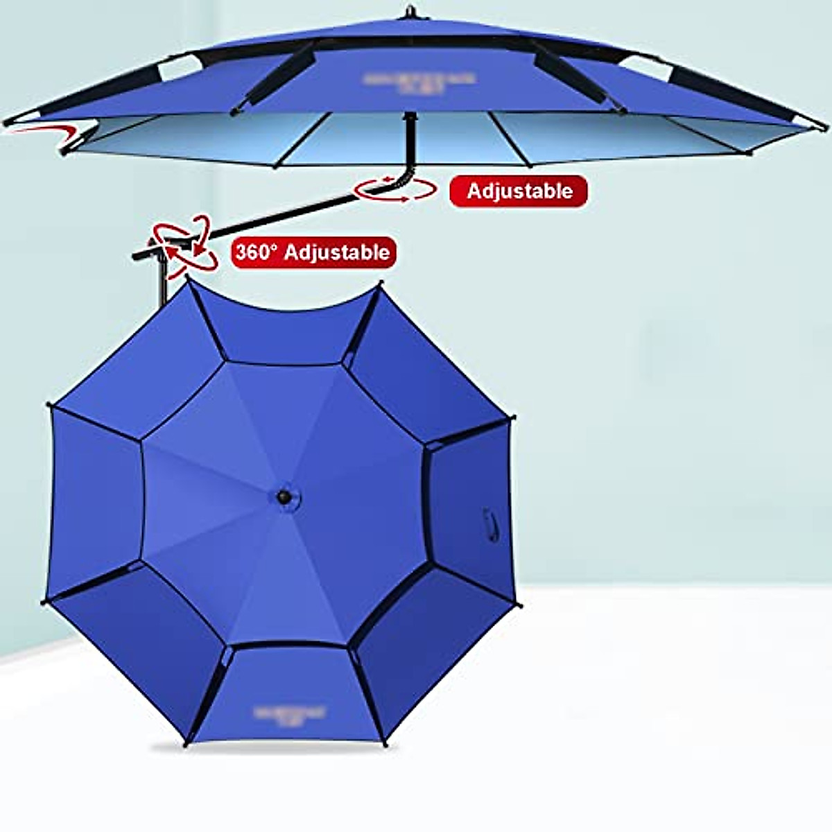WYFFF 2.2m/7ft Patio Cantilever Umbrella, Hanging Blue Garden Umbrella, Octagonal Fishing Umbrella, for Garden, Deck, Backyard, Pool and Beach