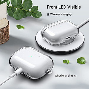 ULAK Clear for Airpods Pro 2nd/1st Generation Case 2022/2019, Soft TPU Airpods Pro 2 Clear Cover Shock-Absorbing Transparent Protective Case w/Keychain for Apple Airpods Pro Case [Front LED Visible]