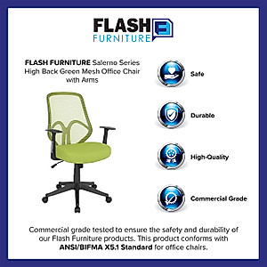 Flash Furniture Salerno Series High Back Green Mesh Office Chair with Arms
