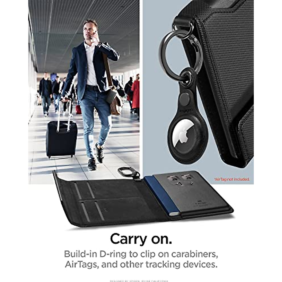 Spigen Passport Card Cover Holder Passport Wallet Travel Documents Organizer Protector Passport Holder Travel Accessories with RFID Blocking Technology SIM Card Pin Included - Black