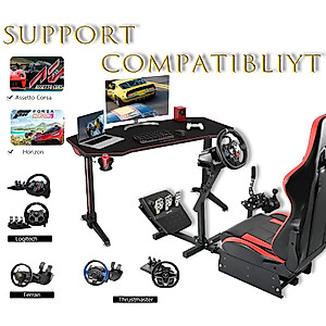 Anman G920 Racing Simulator Cockpit With Gaming Seat Fit for Logitech G25 G27 G920 G29, Thrustmaster Tx 458, T500 RS,PC, PS4 Adjustable Racing Simulator Mount Wheel Shifter Pedals NOT Included