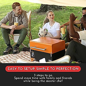 Portable Pellet Grill & Smoker - ASMOKE AS350 256 sq. Pellet Smoker w/Meat Probe, ASCA System™ Smoker Grill, Easy to Set Up & Clean Portable Smoker, Auto Temp Control 8-In-1 Wood Pellet Grill, Blue