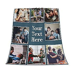 Custom Blankets with Photos, Blanket Personalized Soft Blanket for Family Wedding Birthday Christmas Valentines Day Gifts for Women Him Her Friends，Style Custom Photo Blankets for Mom Father