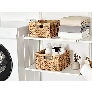StorageWorks Wicker Storage Basket, Wicker Toilet Basket Tank Topper, Toilet Paper Basket for Back of Toilet Tank Top