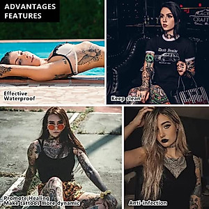 KeyEntre Tattoo Aftercare Bandage 6" x 1 Yard - Second Skin Bandage for Faster Tattoo Healing Recovery and Skin Care Protection - Tattoo Skin Waterproof Bandage - Transparent Film Waterproof(Black)