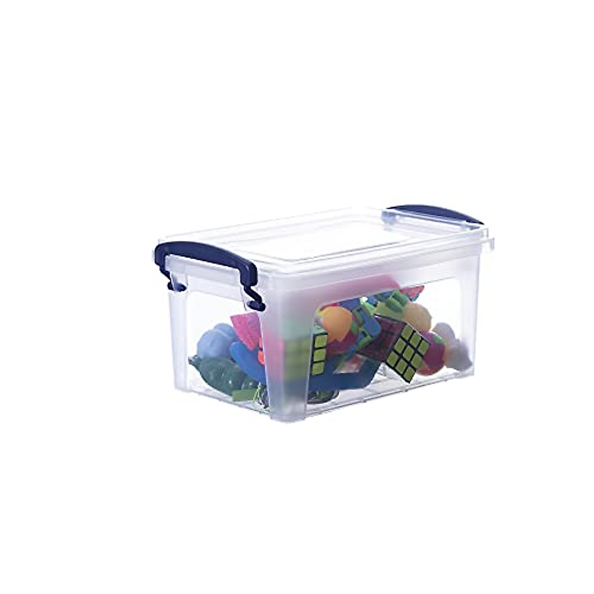 Superio Plastic Storage Box, Clear Container Bin with Lid, 1.75 Quart, Small Stackable Tote with Snap Lock Handles
