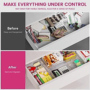 25 PCS Clear Plastic Drawer Organizer Set, Non-Slip/Crack Bathroom Vanity Drawer Organizer Trays Dividers, Versatile Storage Bins for Makeup, Jewelry and Office, Desk, Bathroom, Bedroom, Kitchen