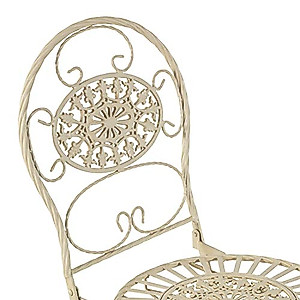 ALPINE 3-Piece Floral Bistro Outdoor Conversation Set for Patio, Yard, Garden, 28-Inch Tall, White