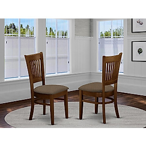 East West Furniture VAC-ESP-C Vancouver Kitchen Dining Chairs - Linen Fabric Upholstered Wooden Chairs, Set of 2, Espresso