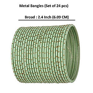 Efulgenz Indian Bangles Set Indian Bangles for Women Bollywood Plain Metal Bangles Bracelet Mint Green Bangles Indian Costume Jewelry for Women