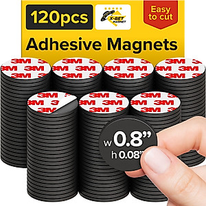 Magnetic Dots - Self Adhesive Magnet Dots (0.8" x 0.8") - Peel & Stick Magnetic Circles - Flexible Sticky Magnets - Sheets is Alternative to Magnetic Squares, Stickers, Strip and Tape (120 Pcs)