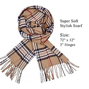 Classic Cashmere Feel Winter Scarf Super Soft Collection (CAMEL PLAID)
