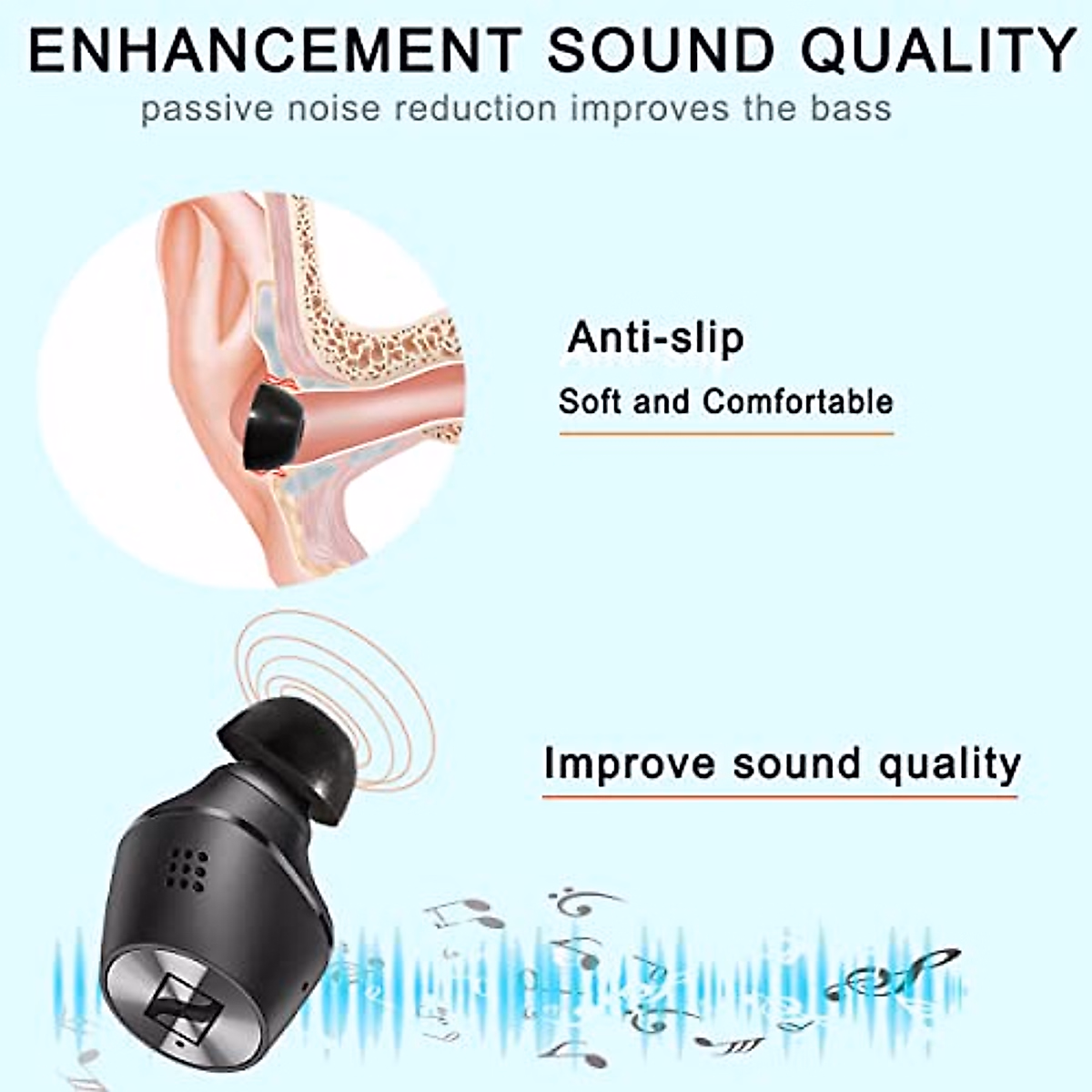 Foam Ear Tips for Sennheiser Momentum True Wireless2 Replacement Tips Sennheiser Earbuds Momentum CX400BT CX True Wireless Fit Case 3 Pairs LMS Black