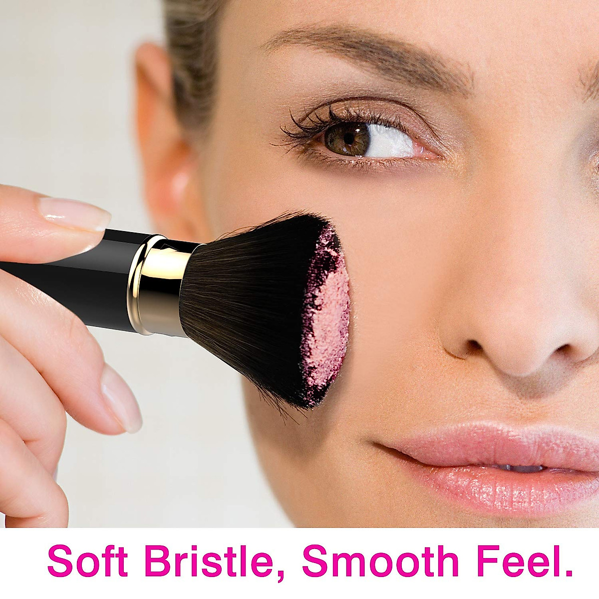 Blush Brush Makeup, Luxspire Professional Powder Brush, Retractable Kabuki Brush for Travel, Blush Bronzer, Contouring Blending, Buffing, Powder Foundation Blush, Portable Makeup Brush