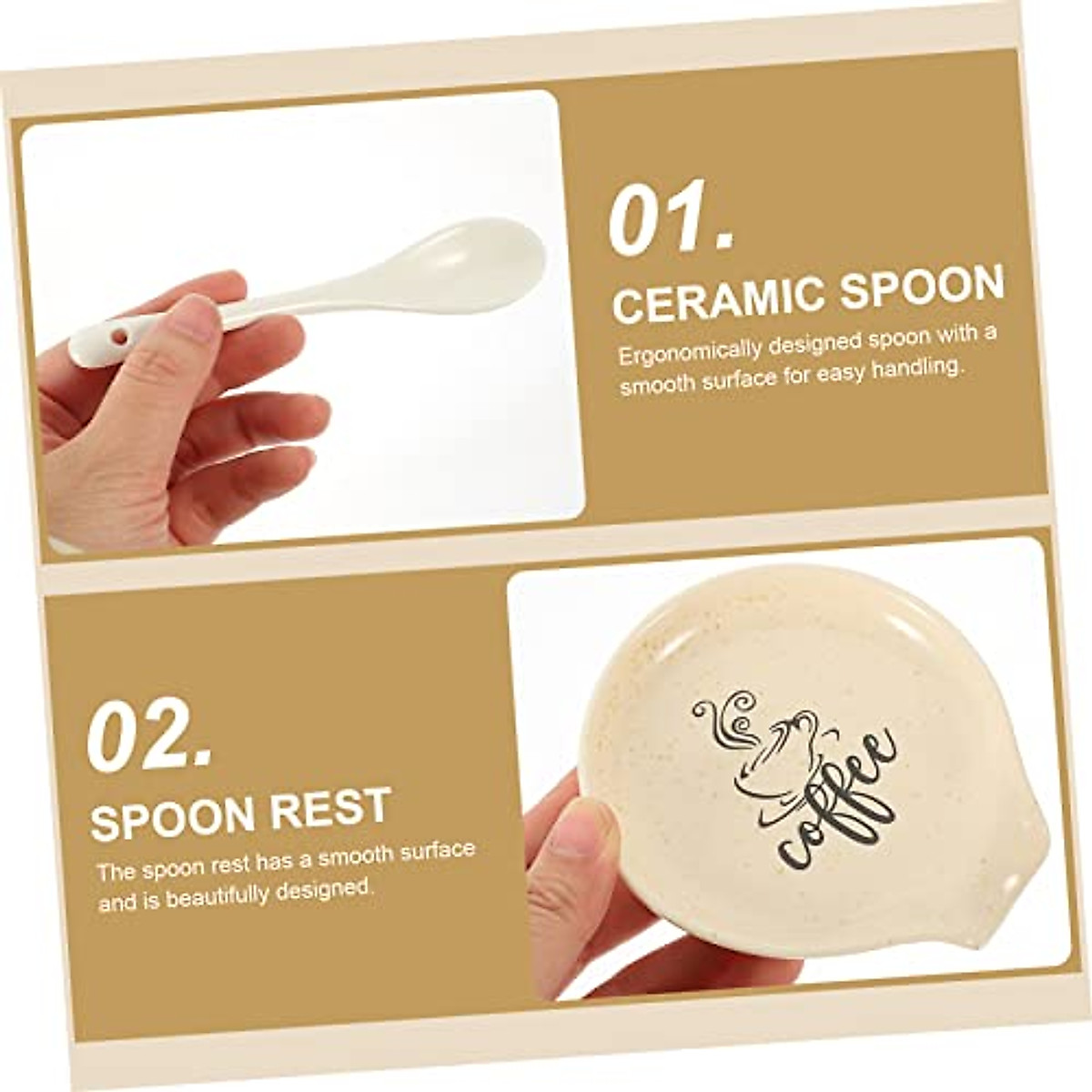Cabilock 4 Sets Ceramic Spoon Rest Coffee Mug Spatula Holder Kitchen Spoon Rest Stove Spoon Holder Coffee Cups Ceramic Scoop Rest for Daily Use Scoop Holder for Kitchen Coffee Spoon Rest